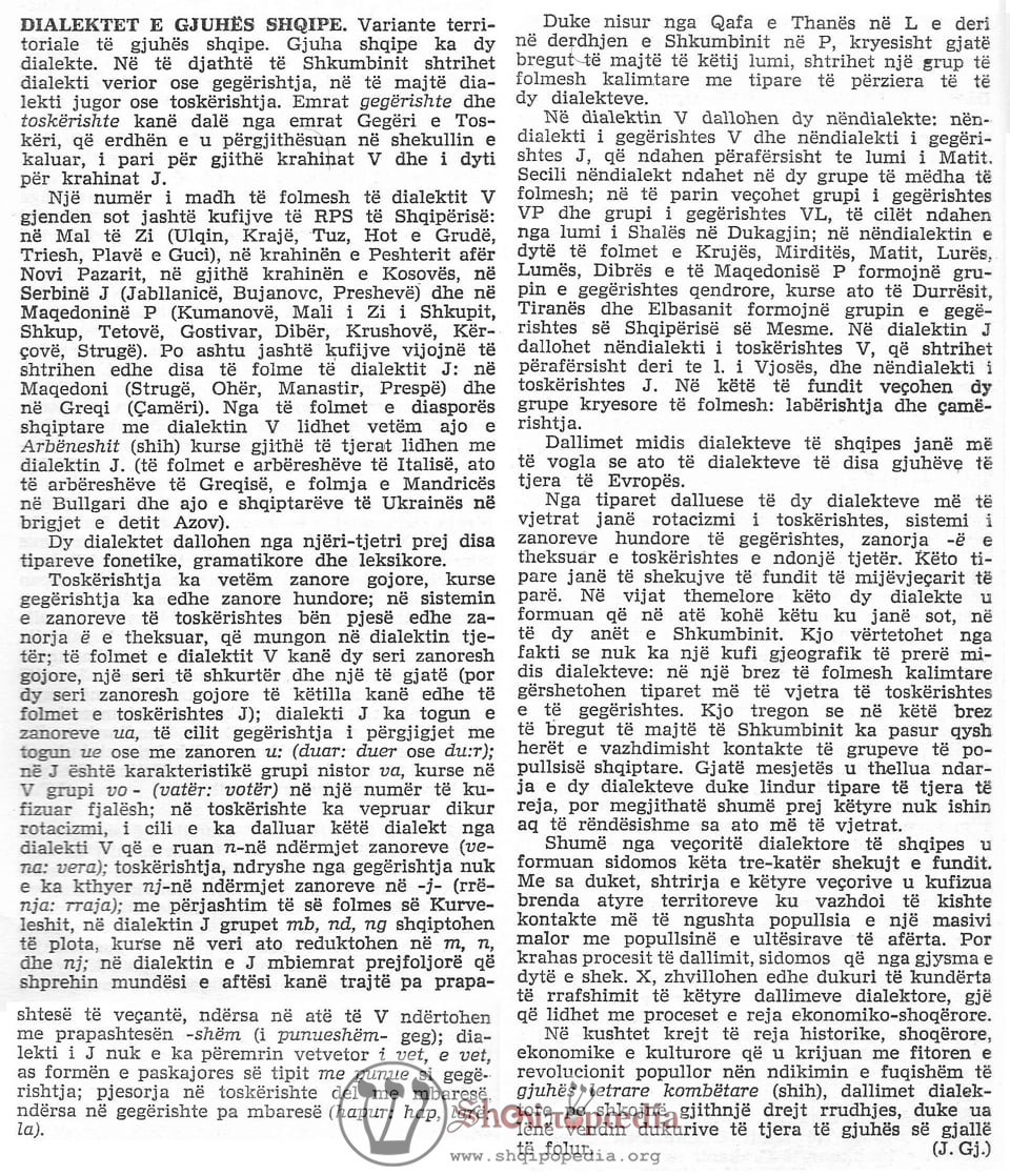 DIALEKTET E GJUHËS SHQIPE – Shqipopédia